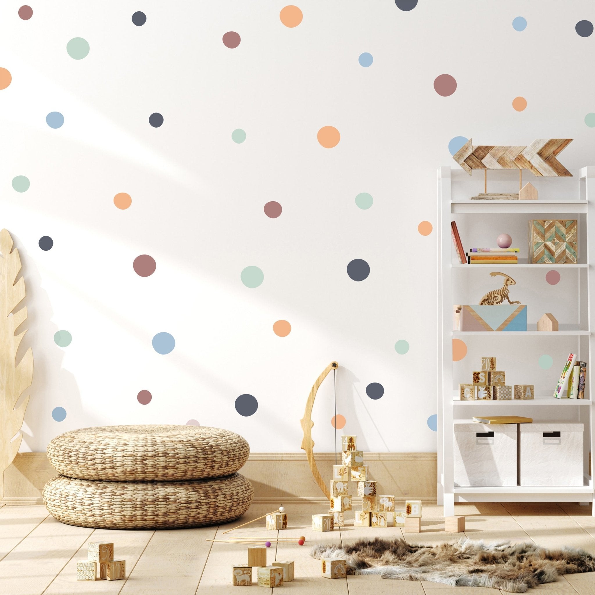 Warm and Earthy Irregular Shape Polka Dots Wall Stickers Colour Combo ...