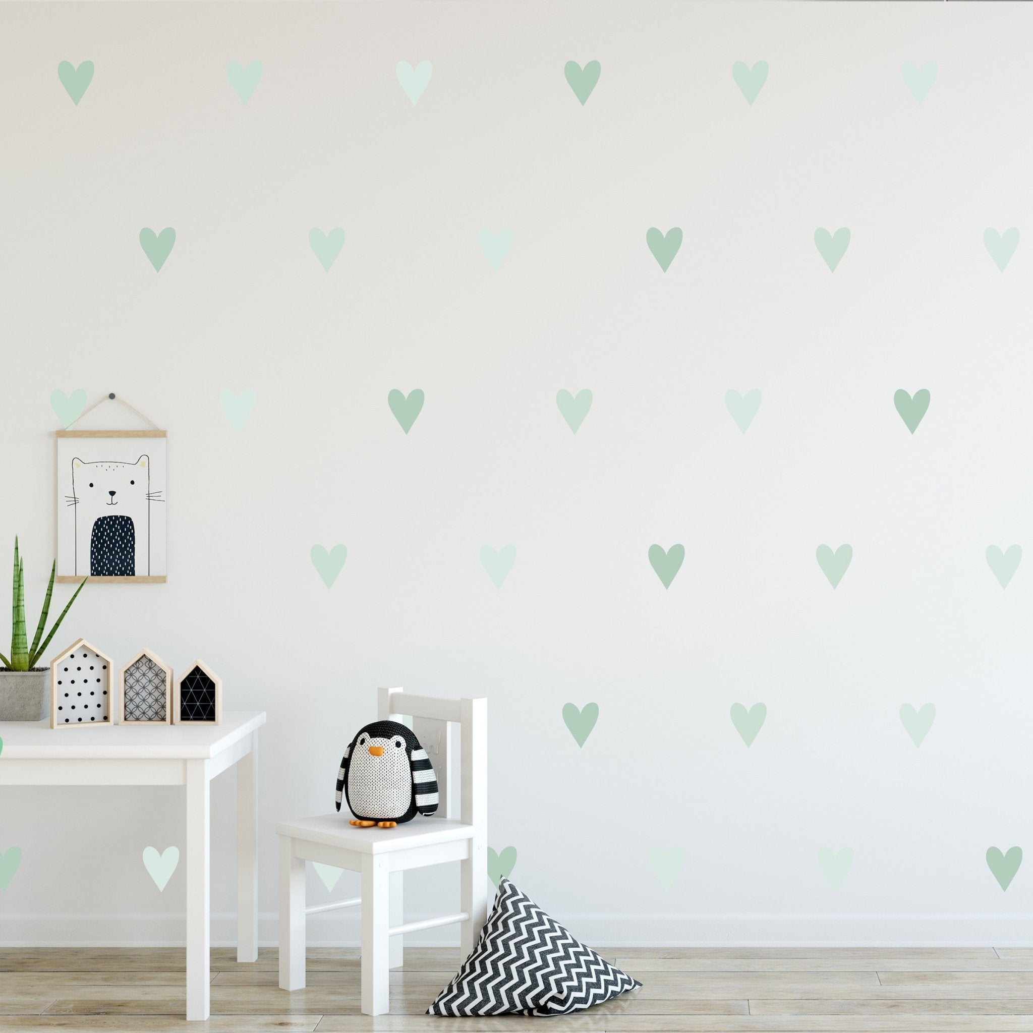 Soft Green Heart Wall Stickers – Jack Harry and Ollie